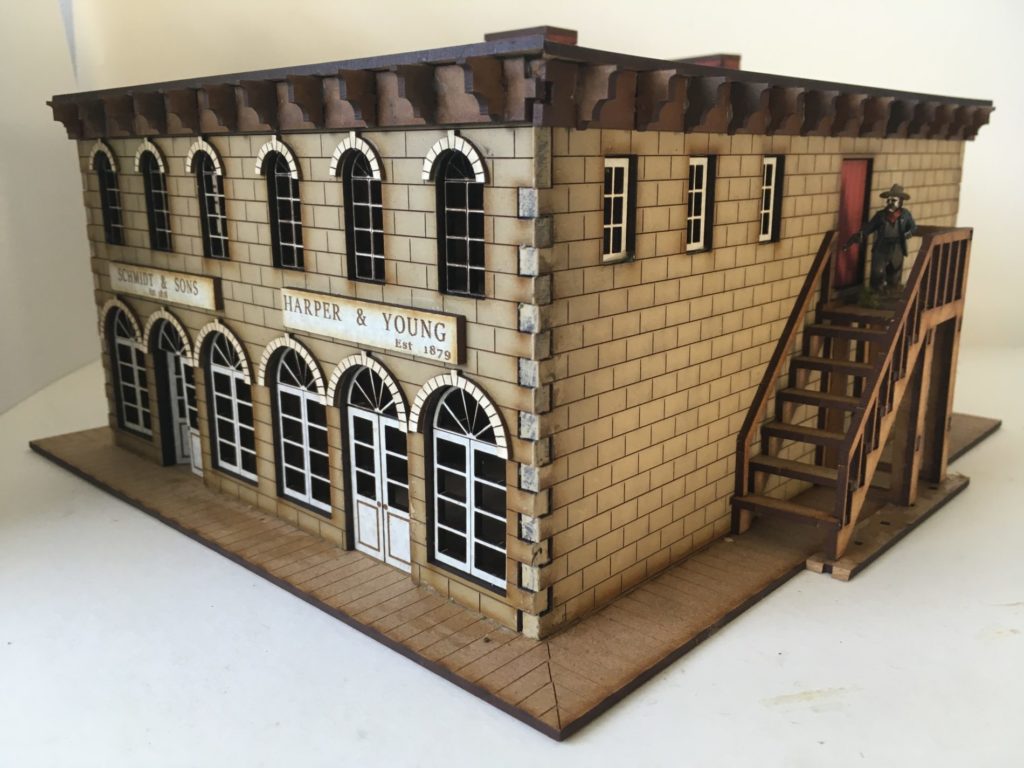 28mm Old West Town block with Bank and Shops - Empires at War